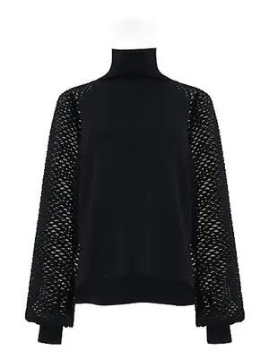 LEEM Mesh-sleeve Knitted Jumper - Black