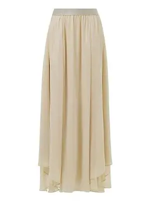 LEEM Asymmetric-hem Woven Maxi Skirt - Neutrals