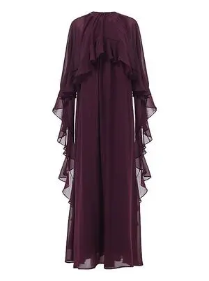 LEEM Woven Frilled Cape Maxi Kaftan - Purple