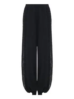 LEEM Mesh-panel Relaxed-fit Knitted Trousers - Black
