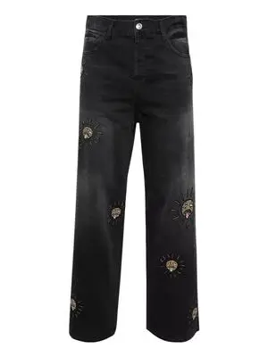 NAHMIAS Beaded Sun Wide Leg Jeans - Black