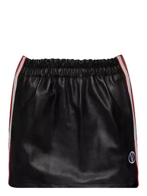 Vetements Logo-embroidered Leather Mini Skirt - Black