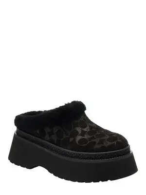 COACH Cecelia Clog In Signature Suede - Black