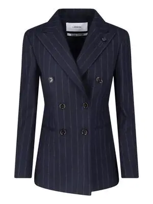 LARDINI Double-breasted Wool Blazer - Blue