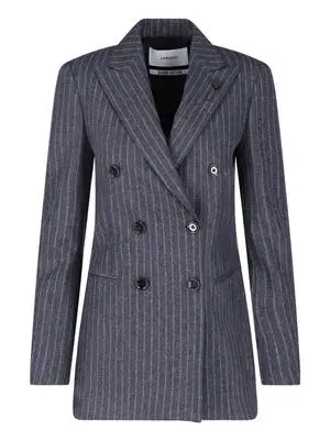 LARDINI Double-breasted Wool Blazer - Gray