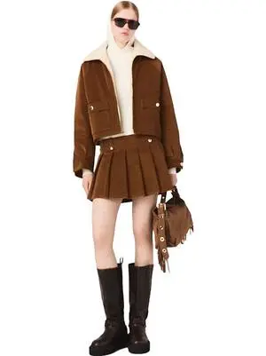 Maje Cropped Corduroy Jacket - Brown