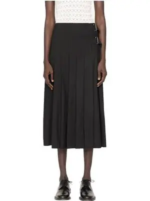 Sea Elisa Tropical Wool Midi Skirt - Black