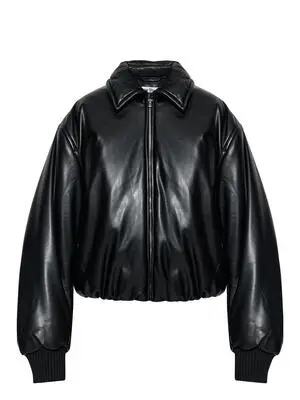 Acne Studios Faux Leather Cropped Bomber Jacket - Black