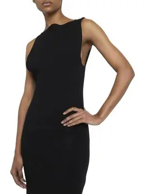 COURREGES Boat-neck High-low Midi Dress - Black