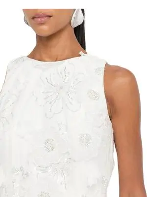 Dress The Population Sequin Floral Applique Mini Dress - White