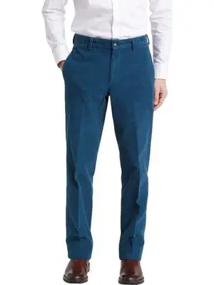Berle Charleston Flat Front Corduroy Trousers - Petrol