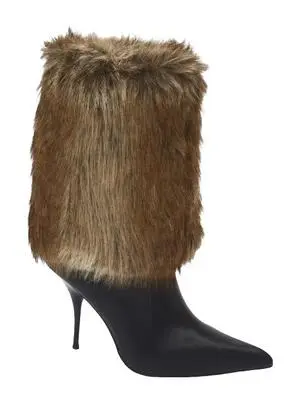 Jeffrey Campbell Faux Fur Cuff Bootie - Black Brown Combo