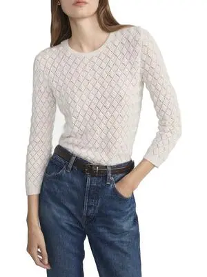 FRAME Faux Pearl Cashmere Sweater - Cream