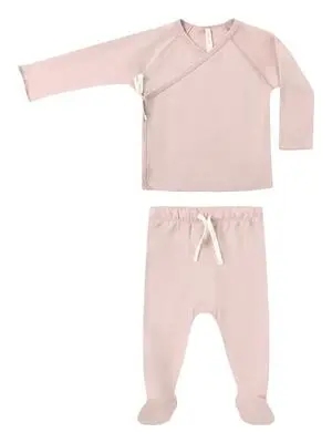 QUINCY MAE Wrap Top And Footed Pants Set - Rose