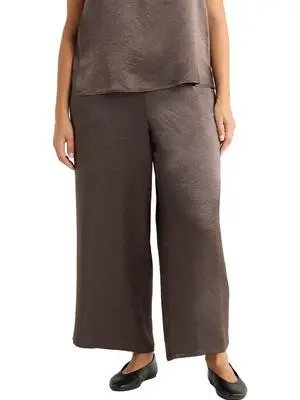 Eileen Fisher Crinkle Satin Wide-leg Ankle Pants - Rye