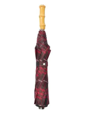 Burberry Bamboo Tartan Folding Umbrella - Black & Red