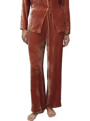 Mango Velvet Lounge Pants Burnt Orange