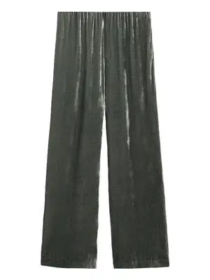 Mango Velvet Lounge Pants Green
