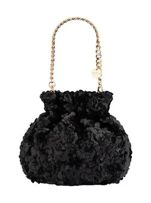OLGA BERG Mattie Sequin Top Handle Bag Black
