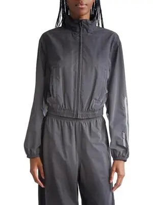 Alexander Wang Gradient Reflective Crop Track Jacket - Silver/black