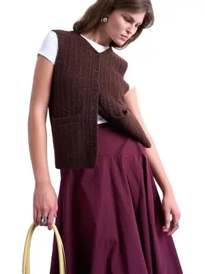 Topshop Textured Button-up Sweater Vest - Brown