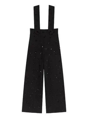 Maje Embroidered Trousers With Braces - Black