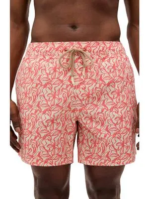 SCALPERS Malibu Print Swim Trunks - Terracotta