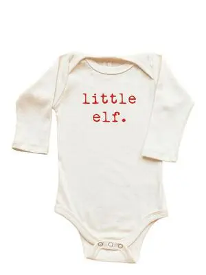 TENTH & PINE Organic Long Sleeve Baby Bodysuit - Natural Red Lettering