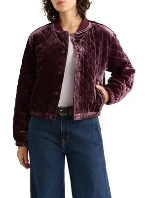 MARINE LAYER Anita Velvet Quilted Bomber Jacket