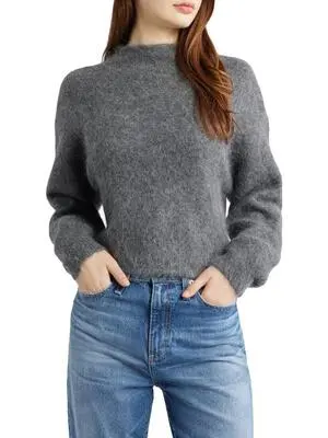 Marine Layer Suri Alpaca Blend Funnel Neck Sweater - Charcoal