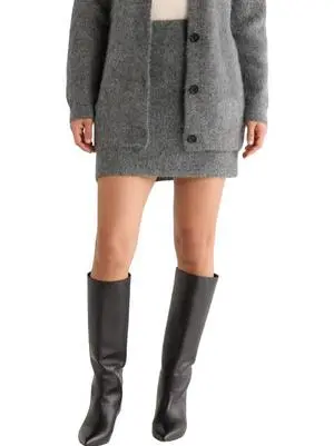 Marine Layer Suri Alpaca Blend Mini Skirt - Charcoal