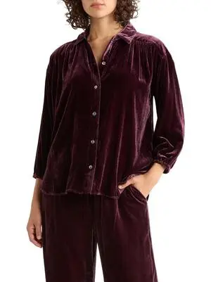 Marine Layer Oversized Velvet Button-up Shirt - Fig