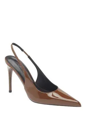 TONY BIANCO Pointed Toe Slingback Pumps Mocha Patent