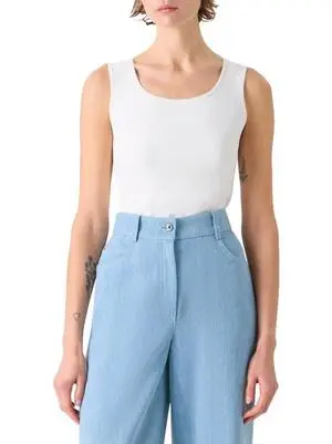 Akris Knit Scoop Neck Tank Cream