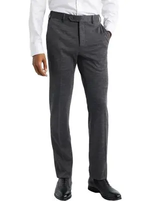 Zanella Parker Flat Front Wool Dress Pants - Charcoal