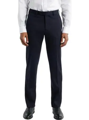 Zanella Parker Flat Front Wool Dress Pants - Navy