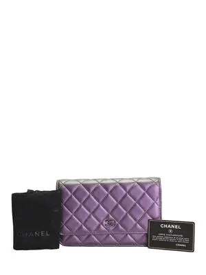 Chanel Lambskin Wallet On Chain - Purple
