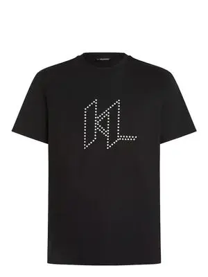 Karl Lagerfeld Karl Dna Studded-monogram T-shirt - Black