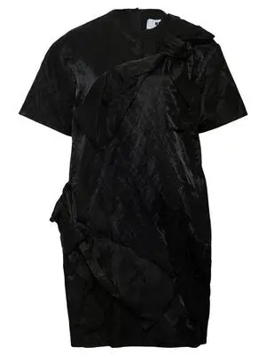 MSGM Crinkle Bow Mini Dress - Black