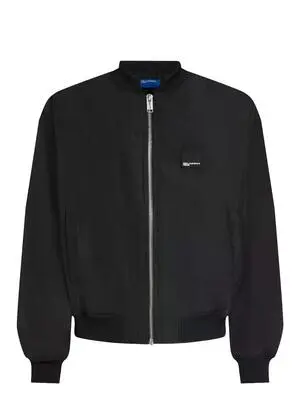 Karl Lagerfeld Zip-up Bomber Jacket With Logo Patch - Black