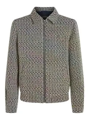 Karl Lagerfeld Zip-up Bouclé Tweed Jacket - Blue