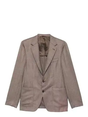 Canali Canali Two-Button Herringbone Jacket Brown