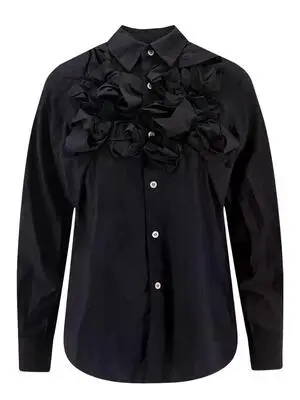 Play Comme Des Garcon Ruffled Detail Long-sleeved Shirt - Black