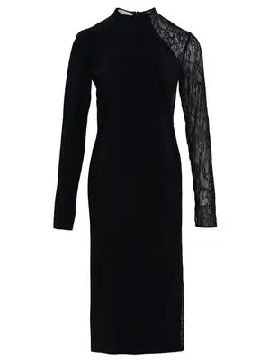 Stella McCartney Lace-trim Crepe Midi Dress - Black