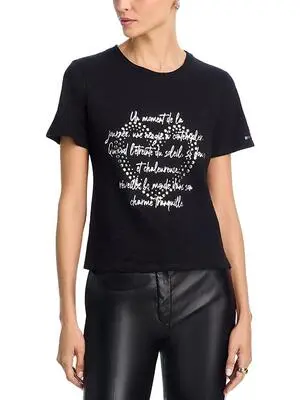 Cinq À Sept Studded Love Letter Shrunken Tee - Black/silver