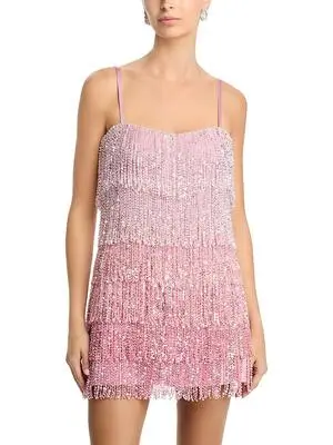 AQUA Tiered Fringe Dress
