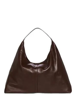 Aqua Slouchy Leather Hobo Tote - Chocolate