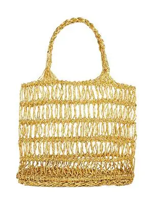 Aqua Woven Metallic Tote - Gold