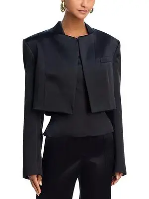 Helmut Lang Cropped Satin Blazer - Black