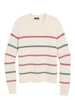 Vineyard Vines Katie Cotton Multi Stripe Sweater - Marshmallow